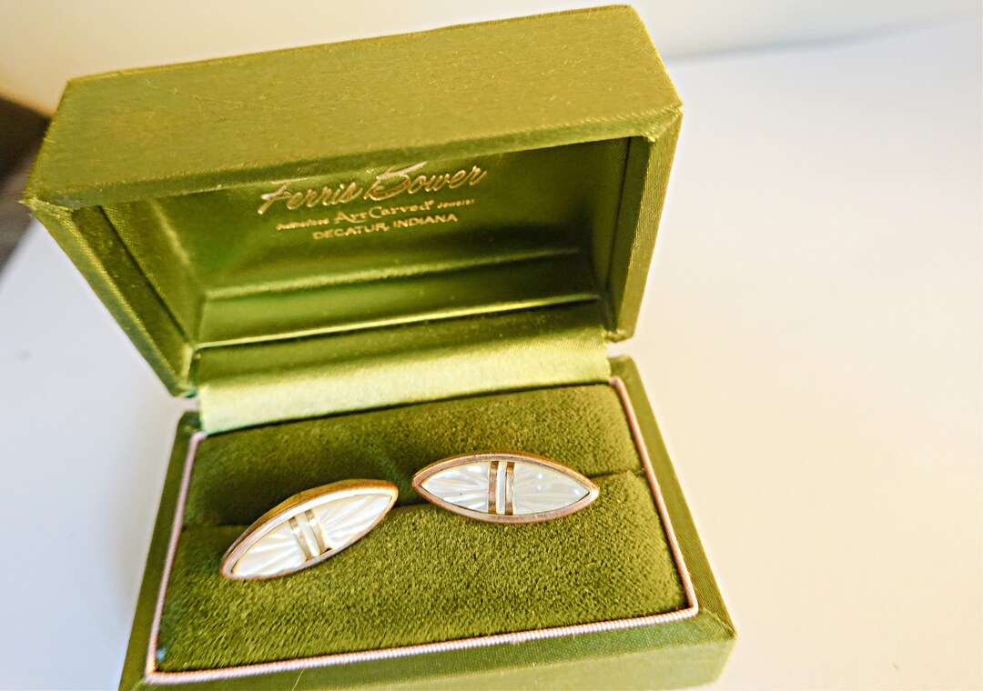 Antique Cufflinks, Victorian White Carved MOTHER OF PEARL Bean Back ...