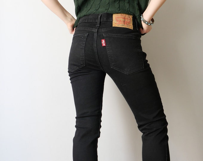 Vintage Dark Levis 519 TM High Ball High Rise Black Denim Basic Skinny ...