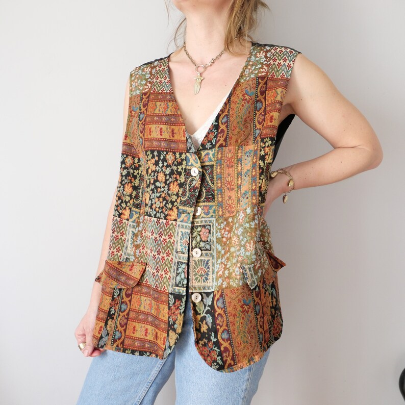 Vintage Patchwork Unisex Goblin Vest 70s 80s Cottage Core Capsule Basic ...