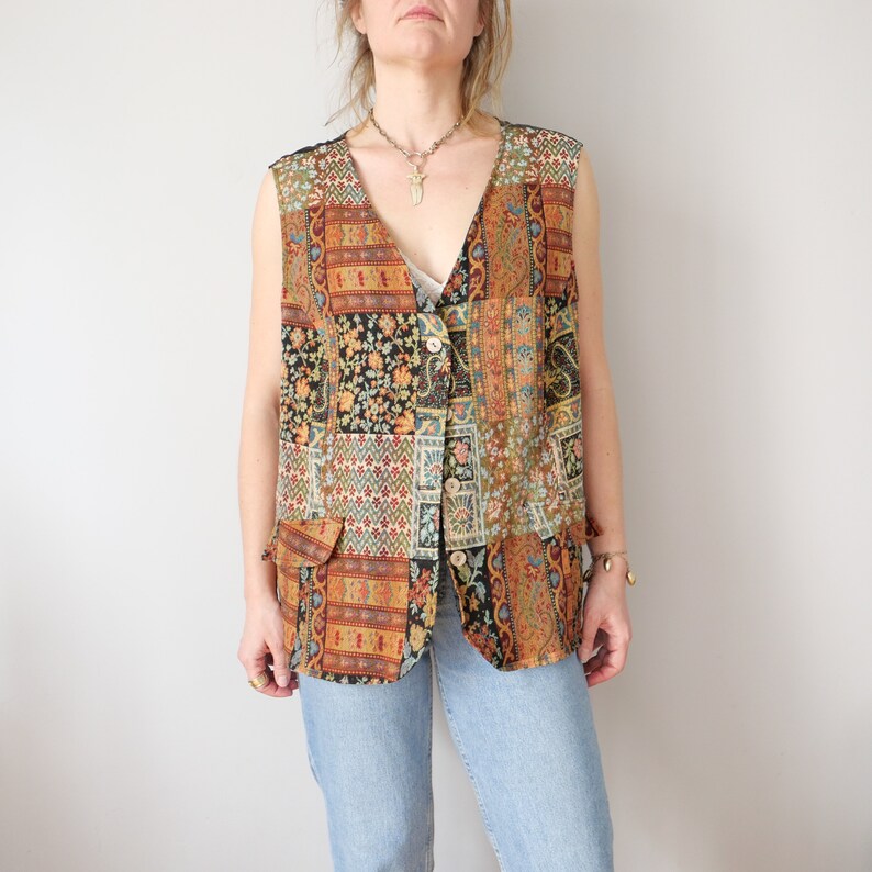 Vintage Patchwork Unisex Goblin Vest 70s 80s Cottage Core Capsule Basic ...