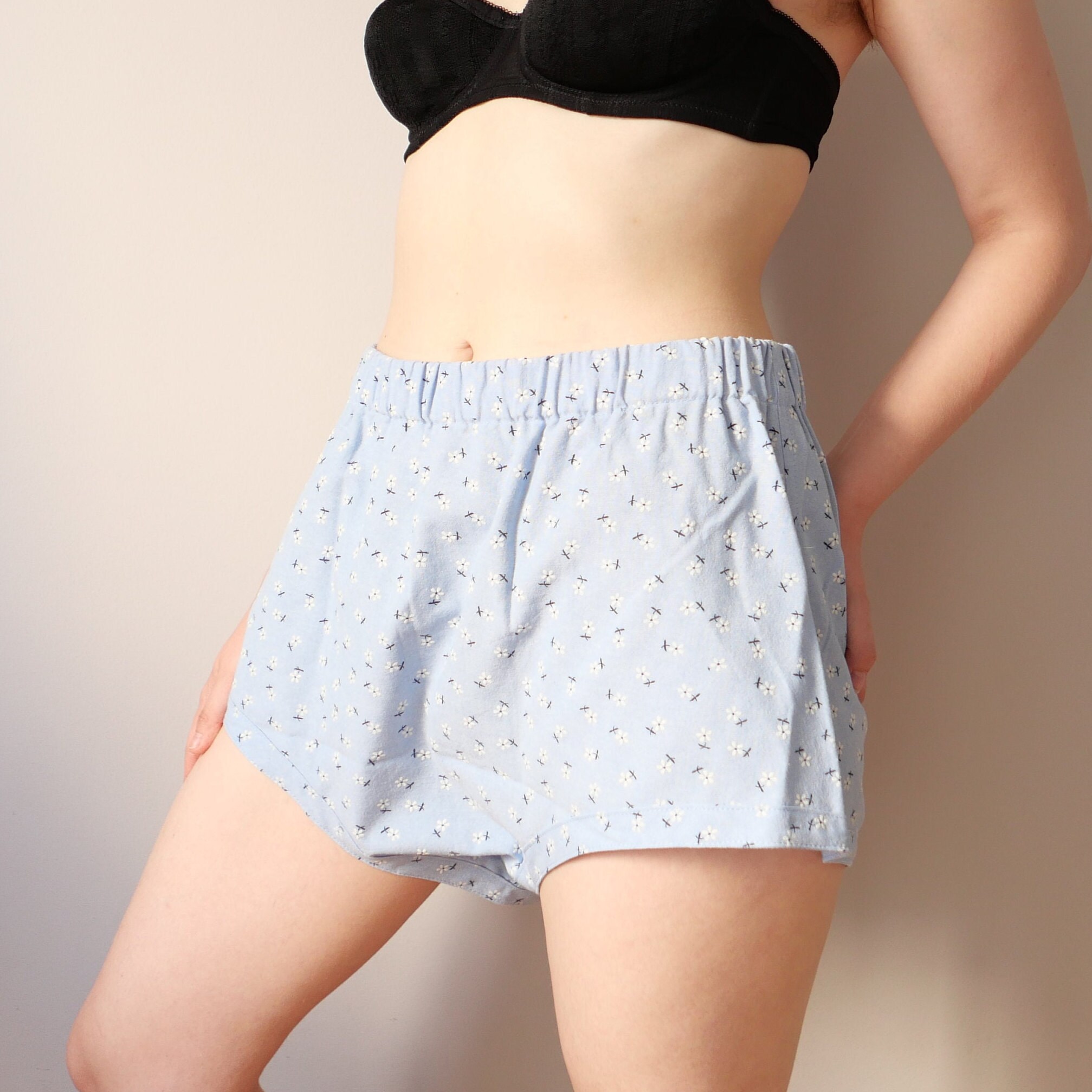 Handmade Pure Cotton Micro Shorts Vintage Style Panties Lounge Shorts ...