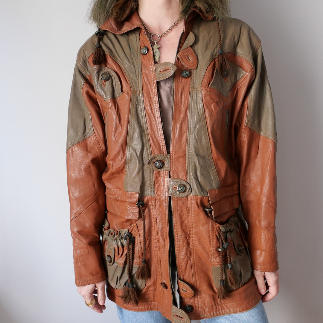 Vintage Soft Boho Leather Parka Patina Hippie Style Cowboy Eighties ...