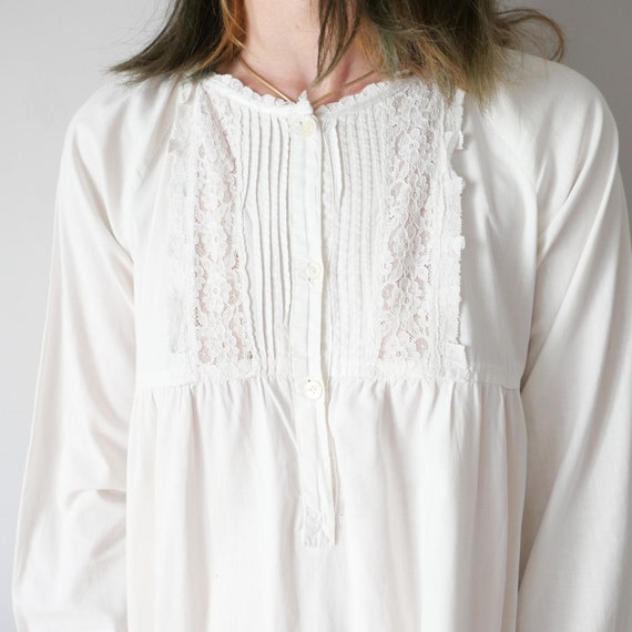 Vintage White Piping Girl Cottage Core Cotton Nightie Gem