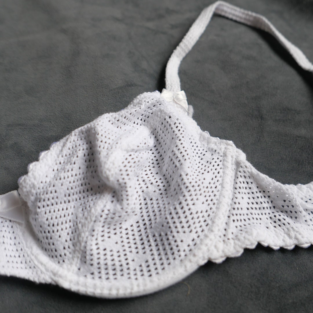 Vintage Cotton Retro Bra Perforated White Unworn Nostalgic Underwear ...