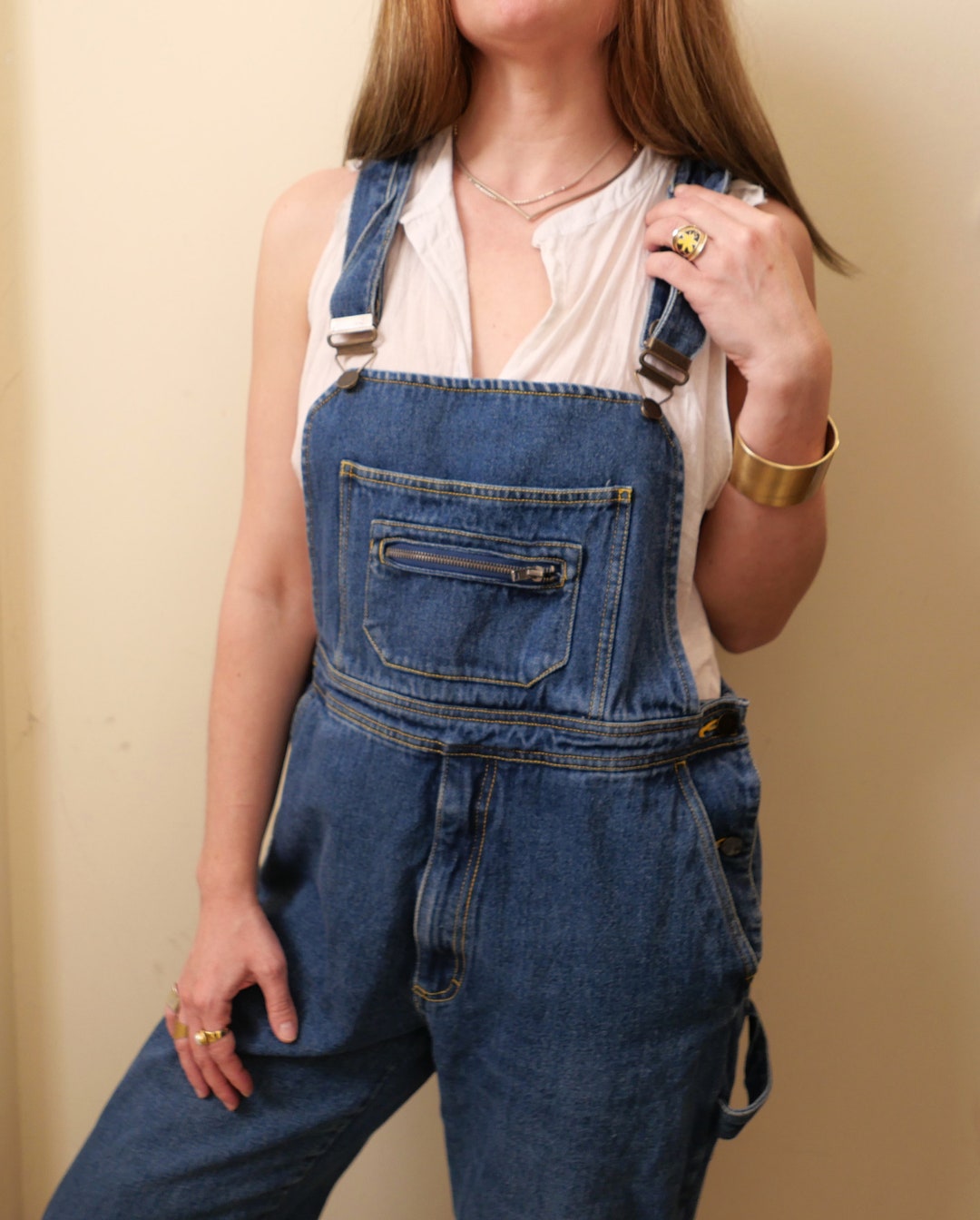Vintage Denim Jumpsuit Retro Blue Classic Jeans Romper Cute 90s Style ...