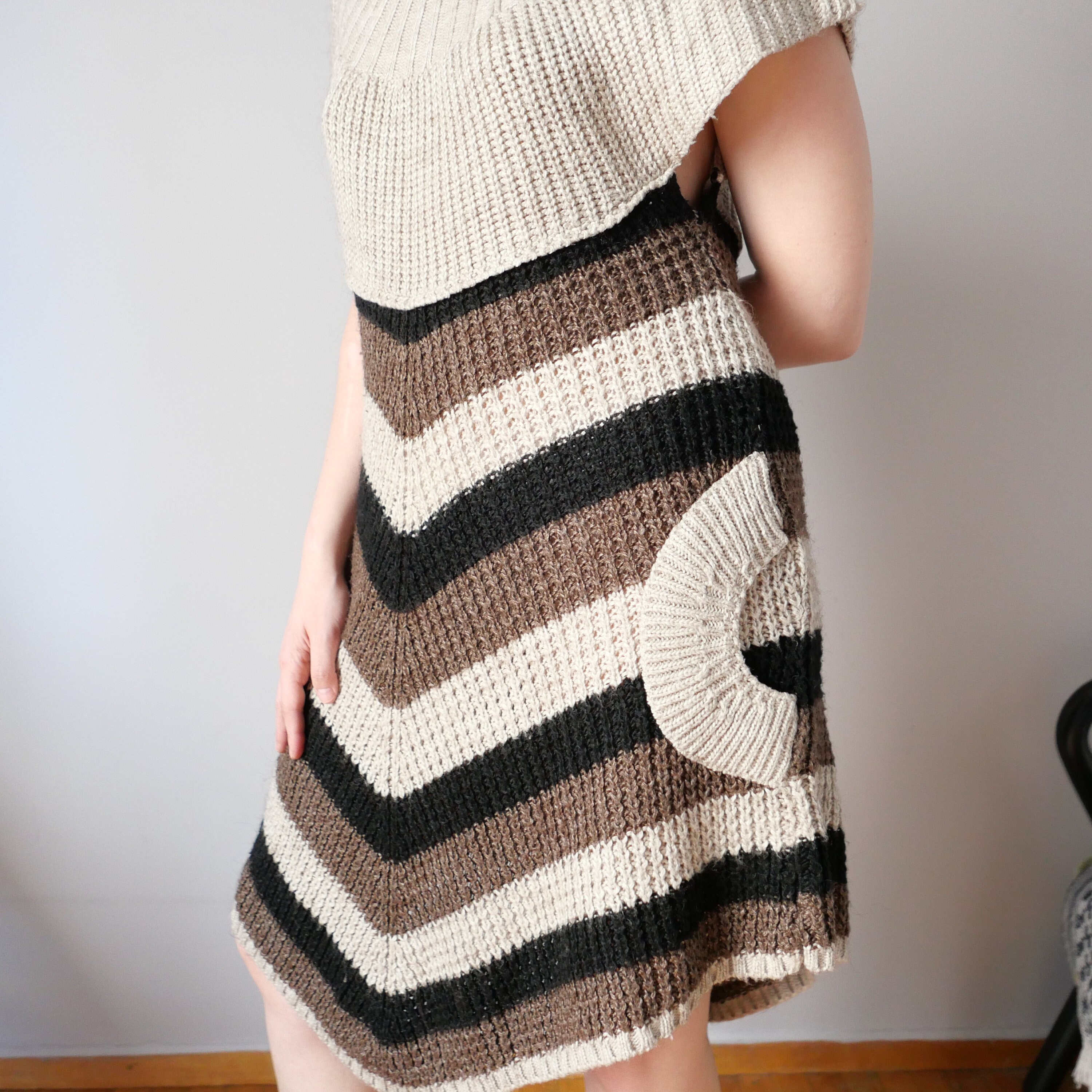 Vintage Wool Blend Earthy Cabled Y2k Dress Chocolate Brown Stripes ...