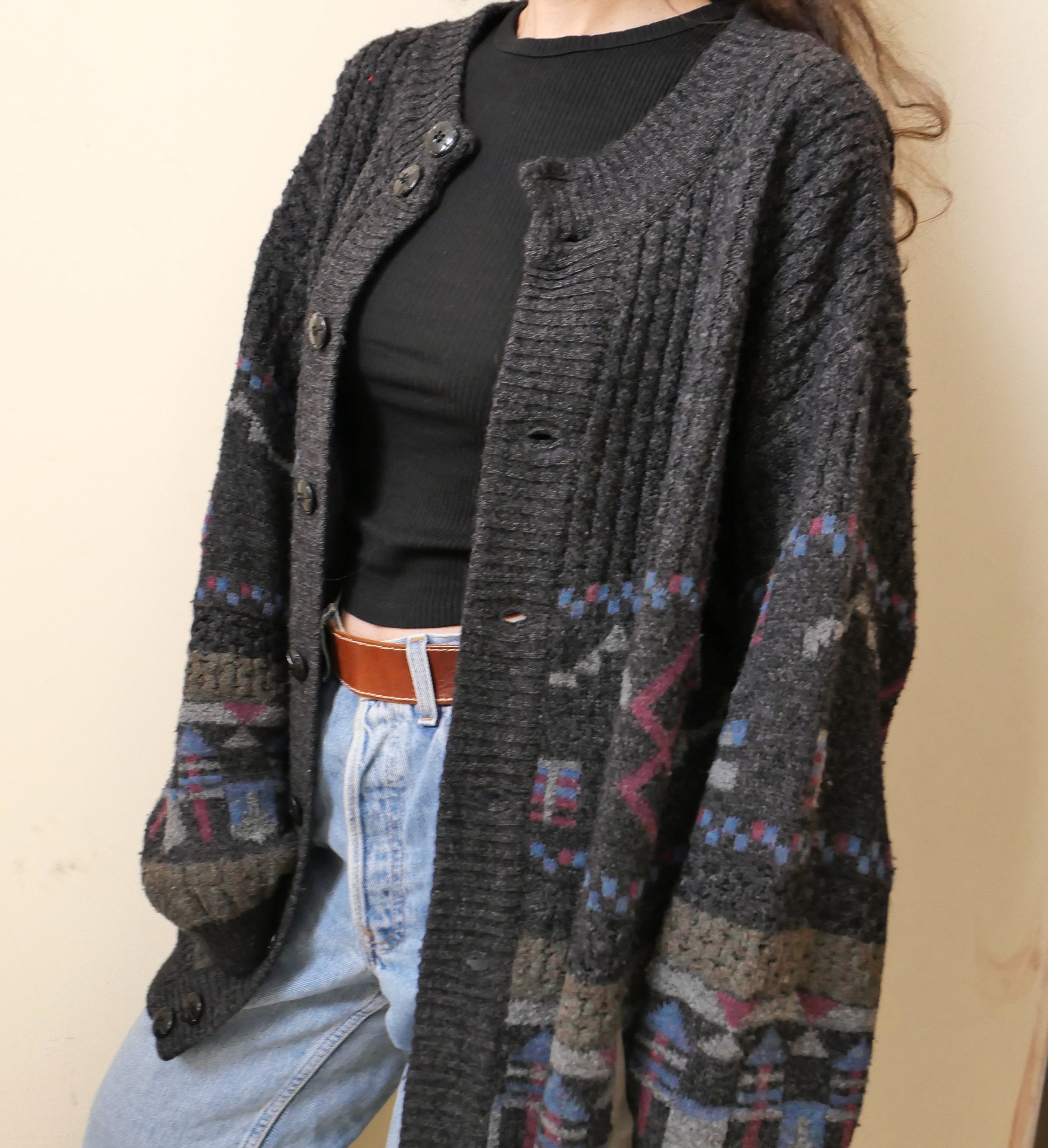 Vintage Cabled Cardigan Structured Basic Cottage Core Extra Chunky Wool ...