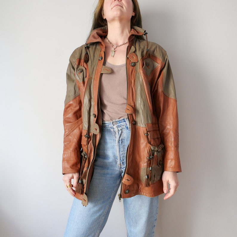 Vintage Soft Boho Leather Parka Patina Hippie Style Cowboy Eighties ...