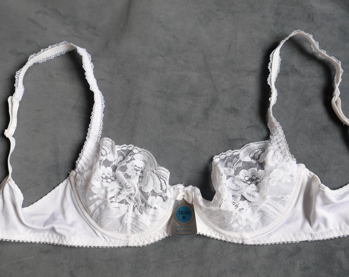 Vintage Retro Bra White Unworn Light Lace Nostalgic Basic Pure White ...