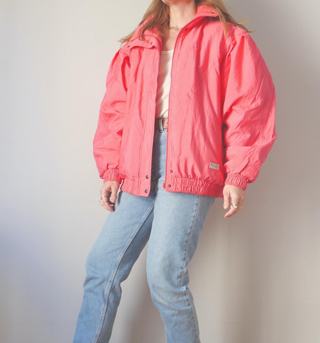 Vintage Retro Ski Bomber Puff Sleeve Pink Super Light Warm 90s ...