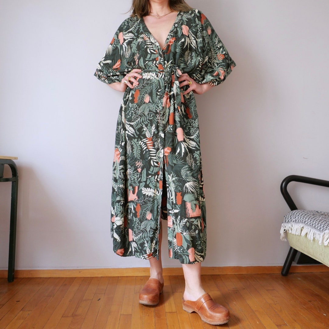 Vintage Tunic Roomy Overthrow Green Monki Sweden Dress Half - Etsy