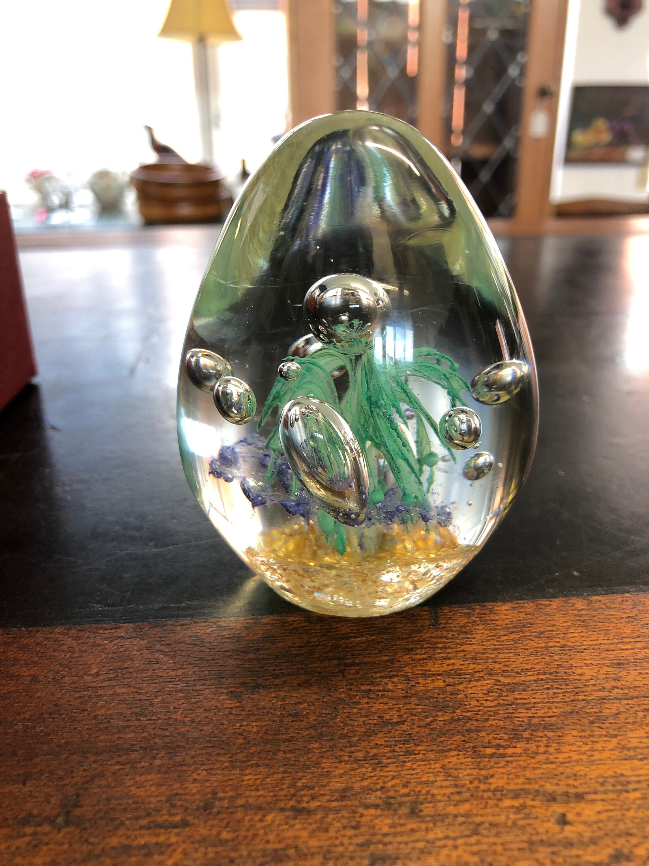 Glass Art Art & Collectibles Royal crest Teardrop Paperweight glass art ...