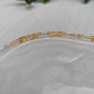 Matching Pearl White & Floating Gold Flakes Gift Set Trinket Tray and ...