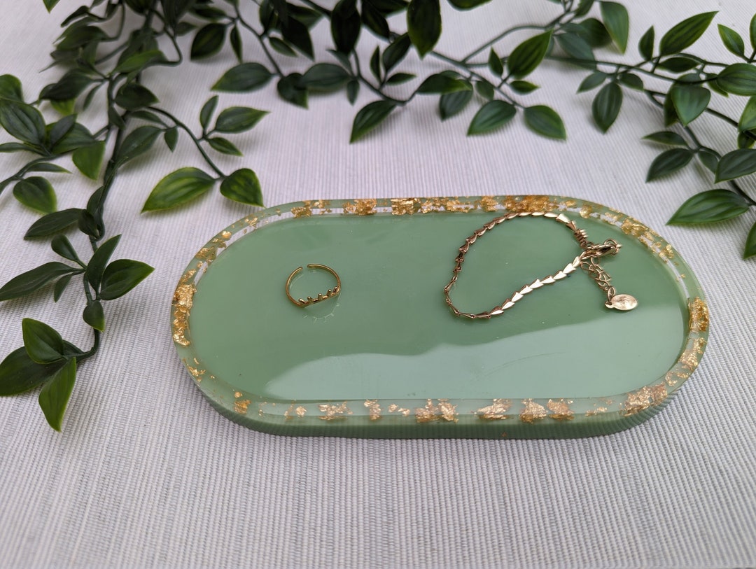 Emerald Green Trinket Tray With a Border of Floating Gold - Etsy