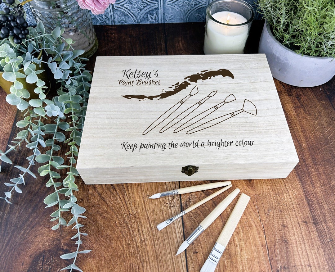 Paintbrush Personalised Art Box Gift Large Supplies Artist Tools ...