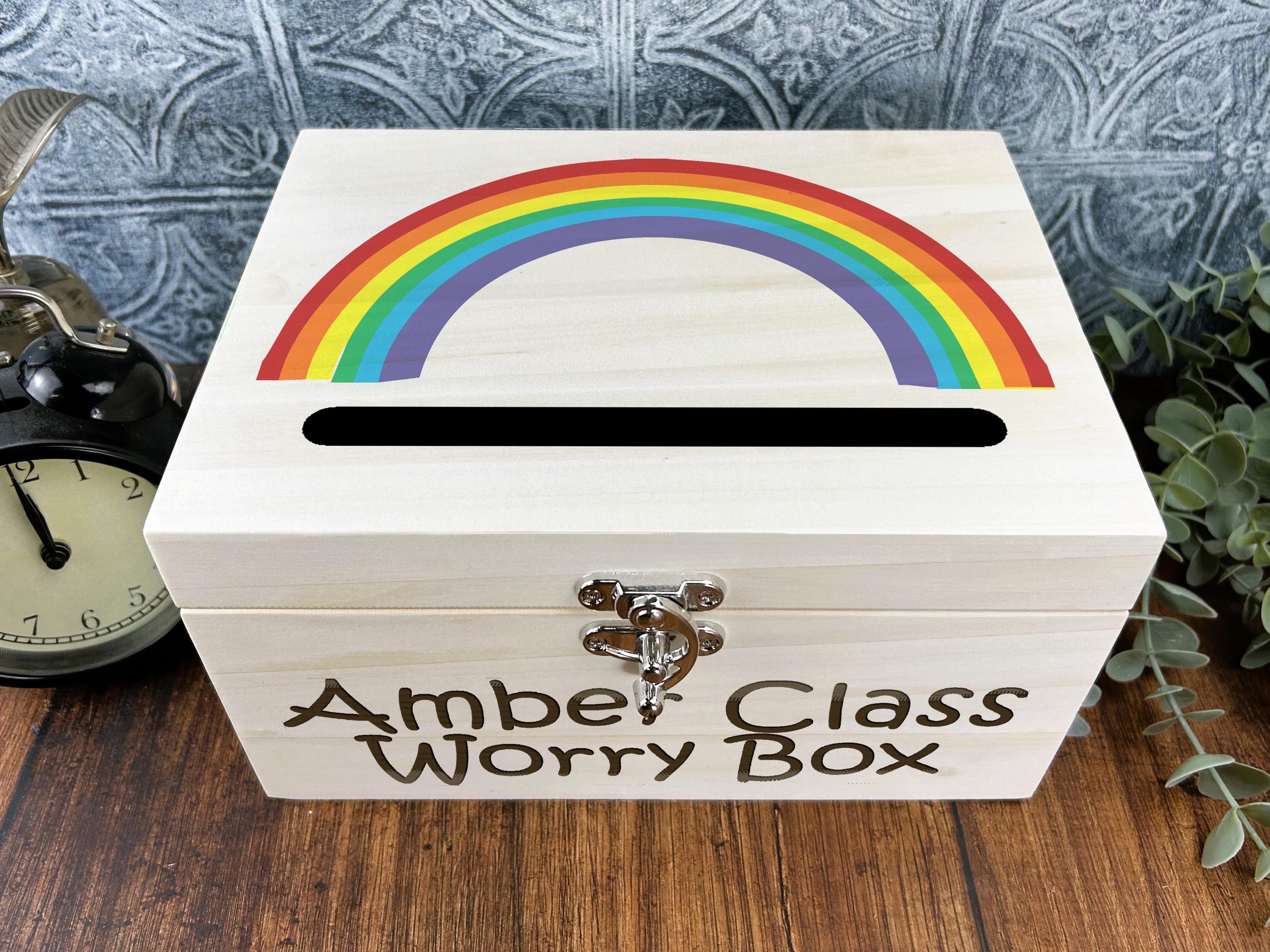 Worry Box Primary School Drop Box Rainbow Personalised Pupils Mental ...