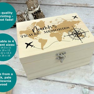 Travel Mementos Box World Map Compass Vintage Personalised Memory Box ...