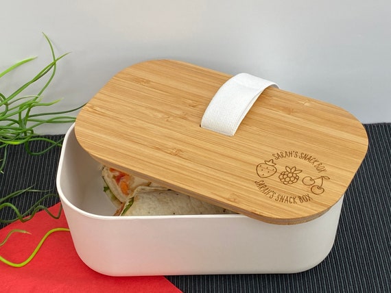 Snack Box Personalised Bamboo Eco Friendly Lunchbox School - Etsy UK