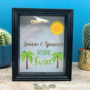 Holiday Fund Frame Savings Travel Money Box Personalised Adventure Gift ...