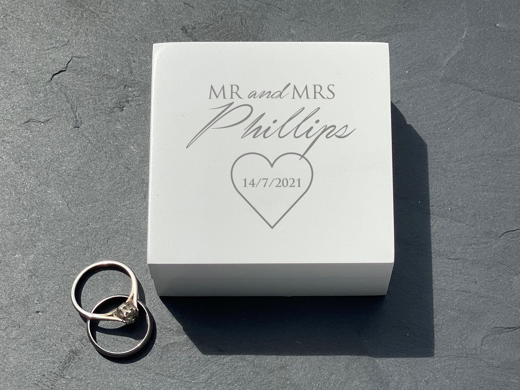 Double Ring Box Personalised Wedding Day Heart Ring Carrier - Etsy