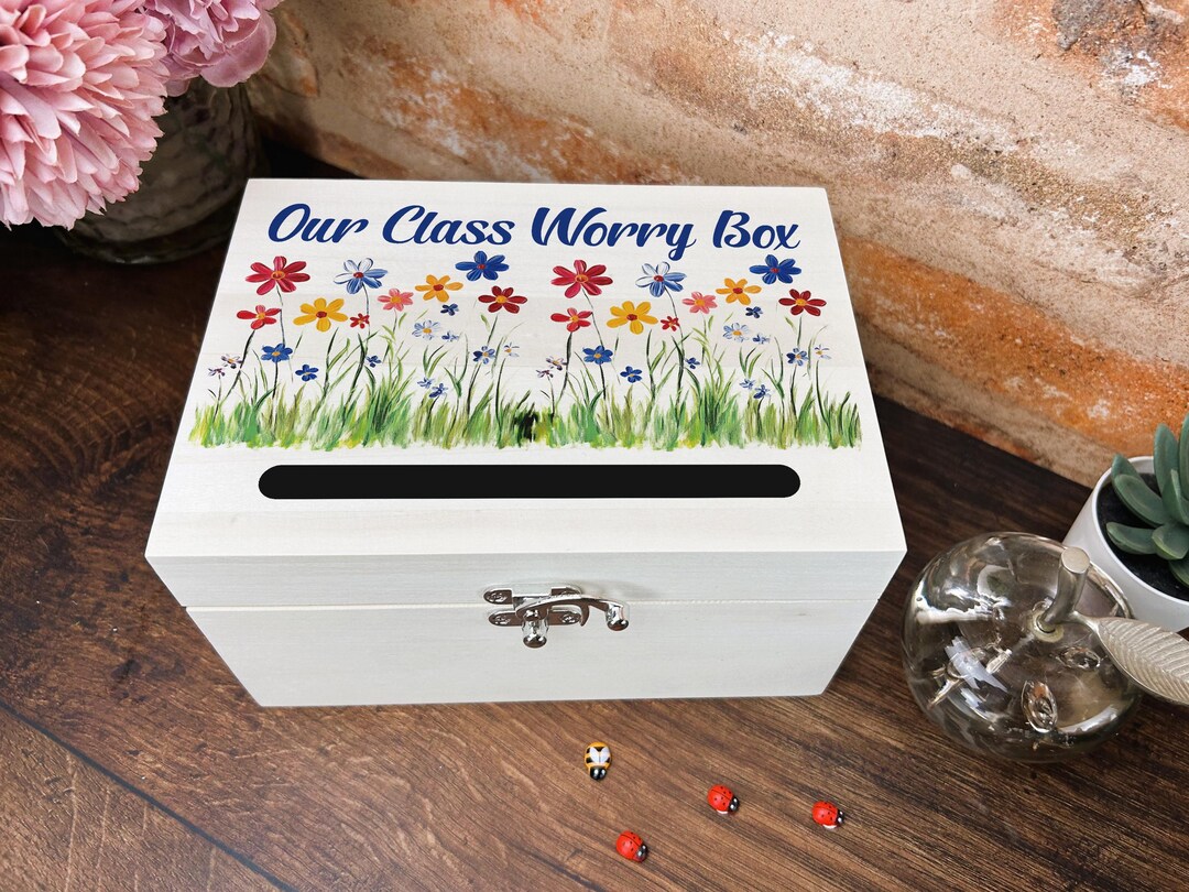 Colourful Flowers Worry Box Primary -junior School Dropbox Personalised ...