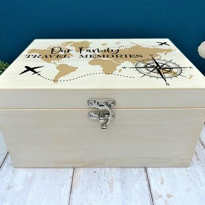 Travel Mementos Box World Map Compass Vintage Personalised Memory Box ...