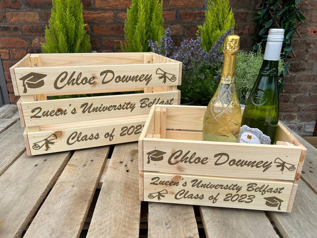 Graduation Class of University Bespoke Personalised Wooden Crate Beers ...