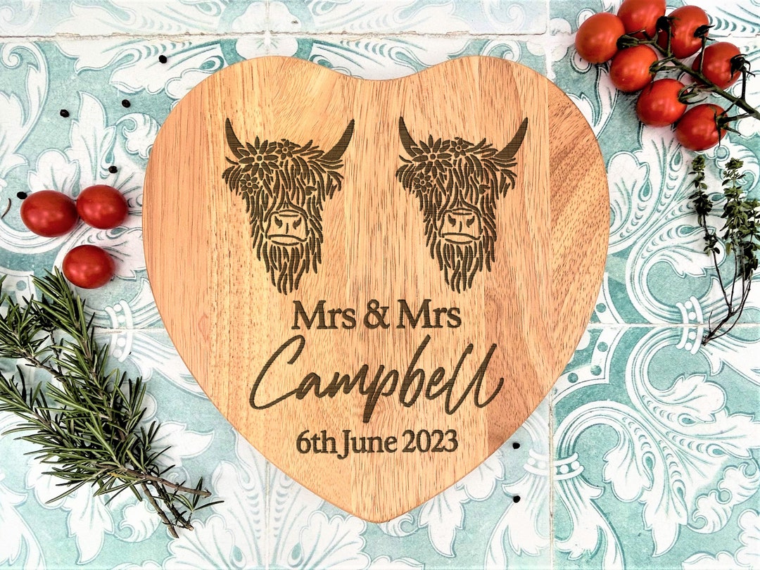 Highland Cows Mrs & Mrs Lesbian LGBT Personalised Engraved - Etsy