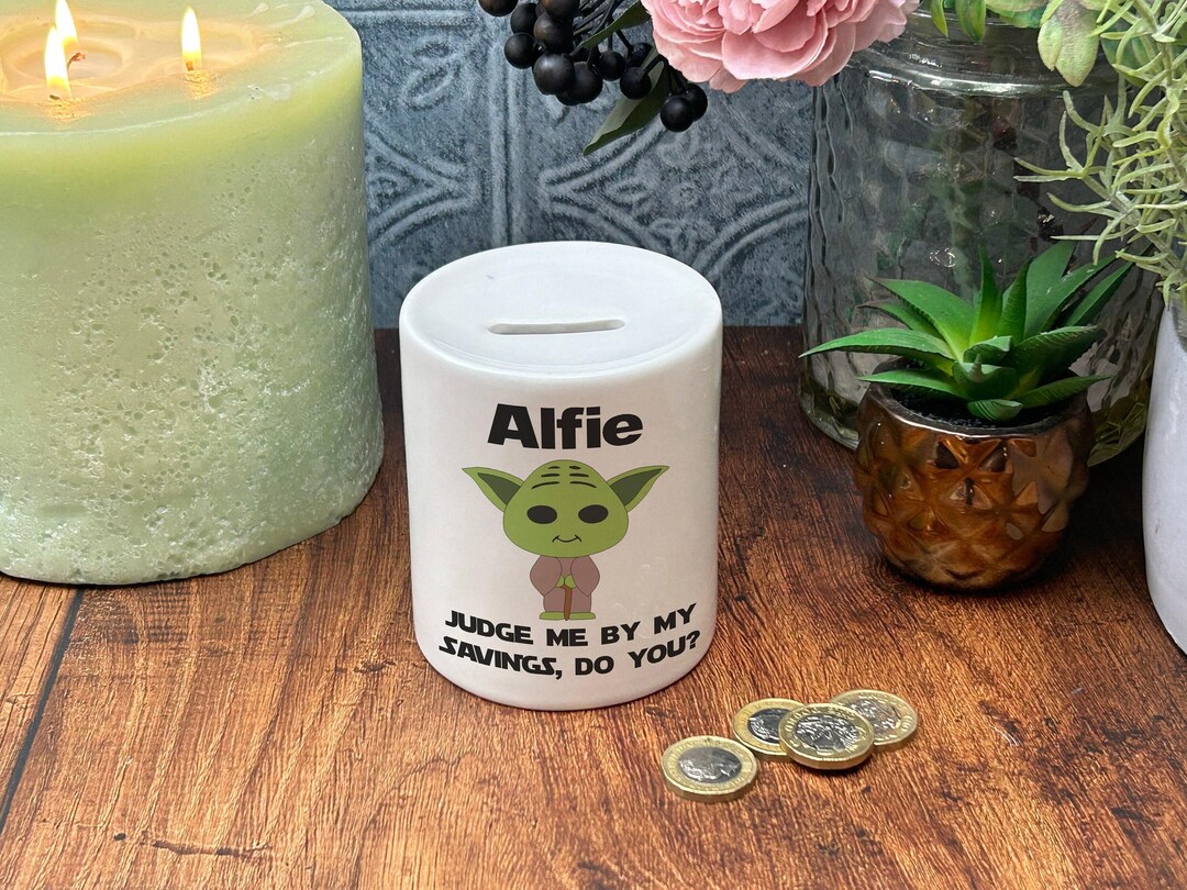Yoda Money Box Star Wars - Judge Me by My Savings - Personalised Gift ...