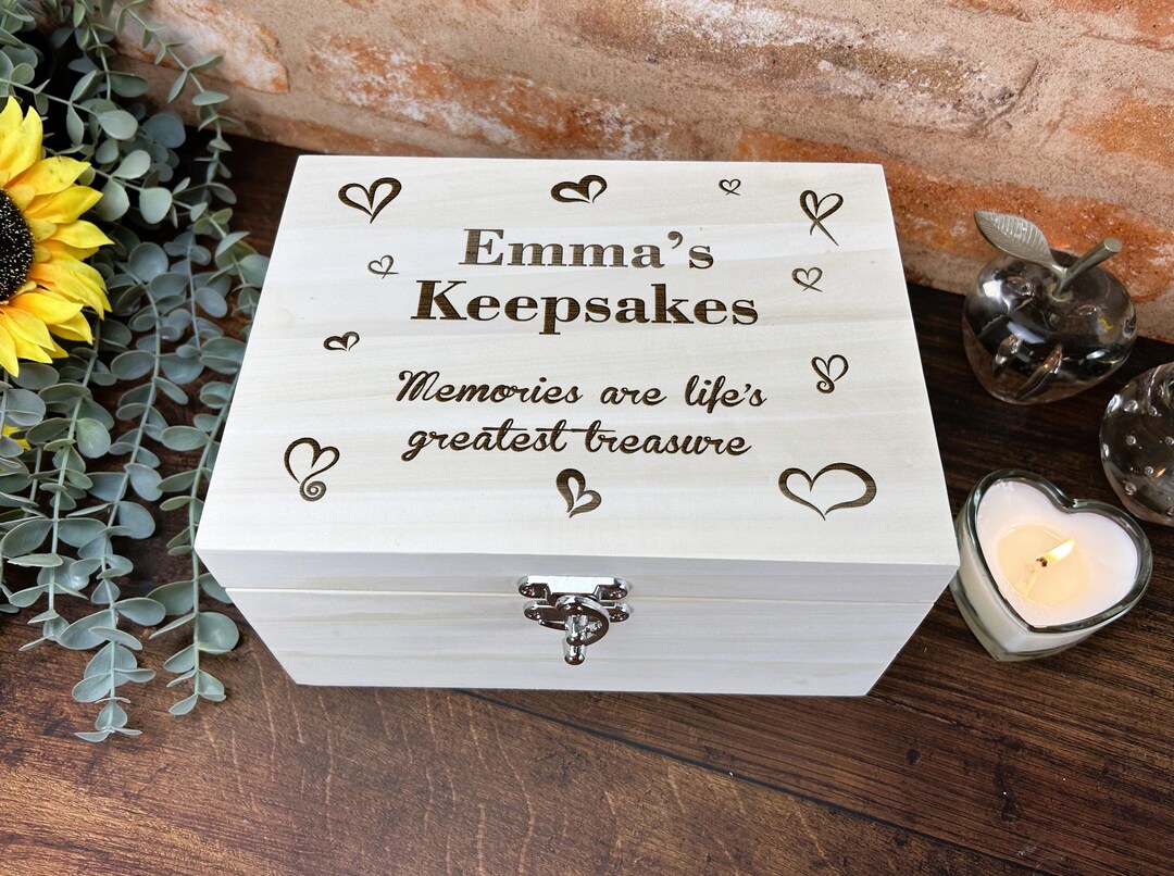 Hearts Memory Box, Personalised Chest, Memories - Anniversary ...