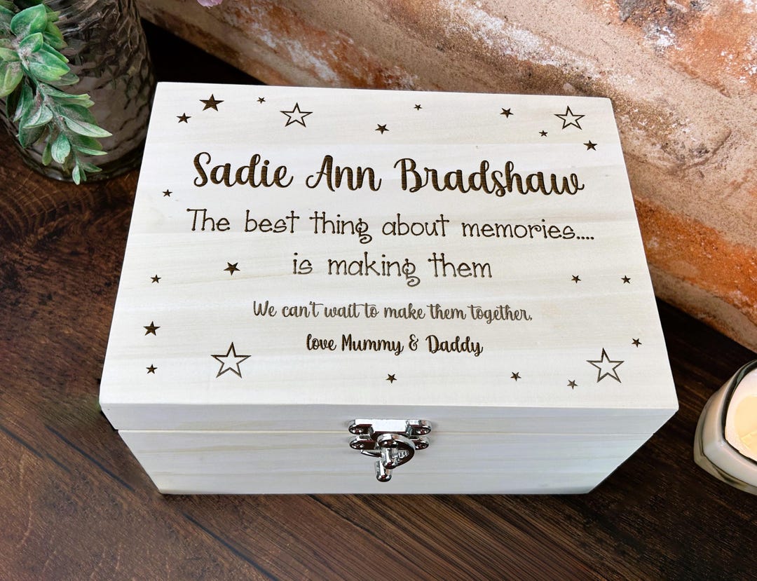 Star Design Time Capsule Memory Box Ideal for New Baby - Christening ...