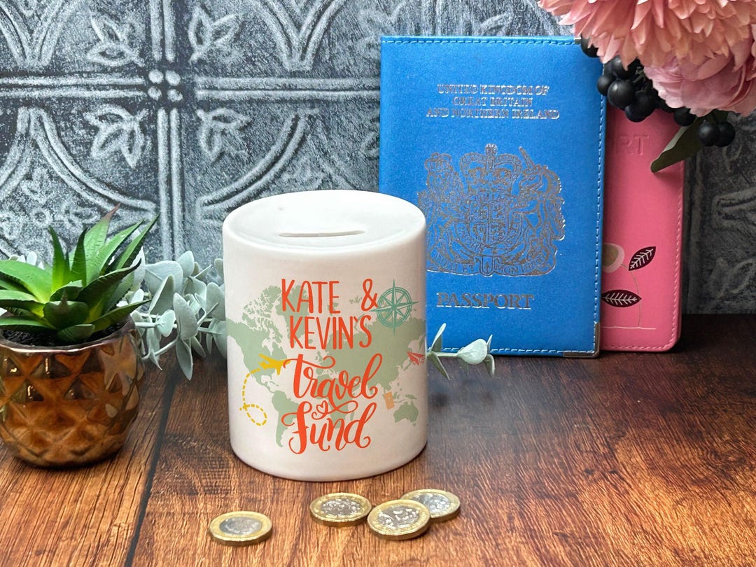 Travel Fund Mountains Money Box Adventure Gift Personalised Gap Year ...