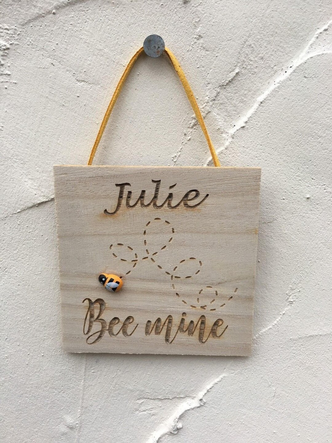 Personalised Wooden Engraved Plaque bee Mine Any - Etsy