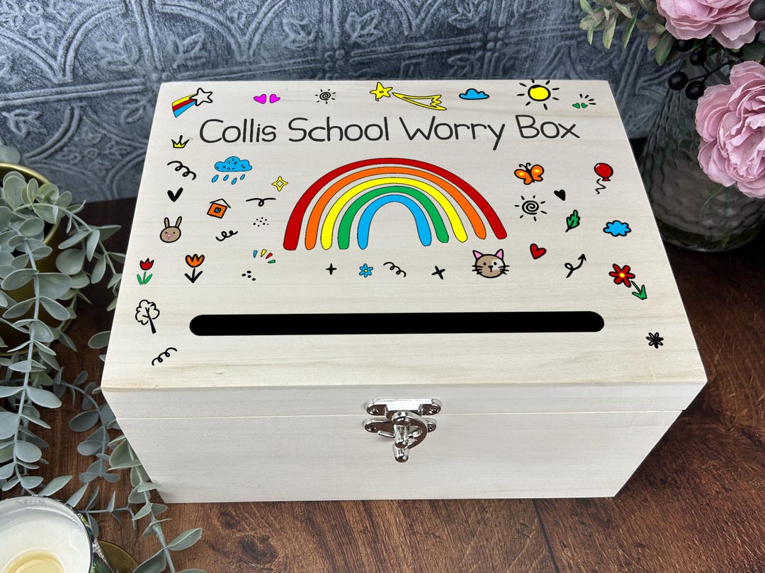 Colourful Childs Doodle Design Worry Box Primary School Dropbox ...