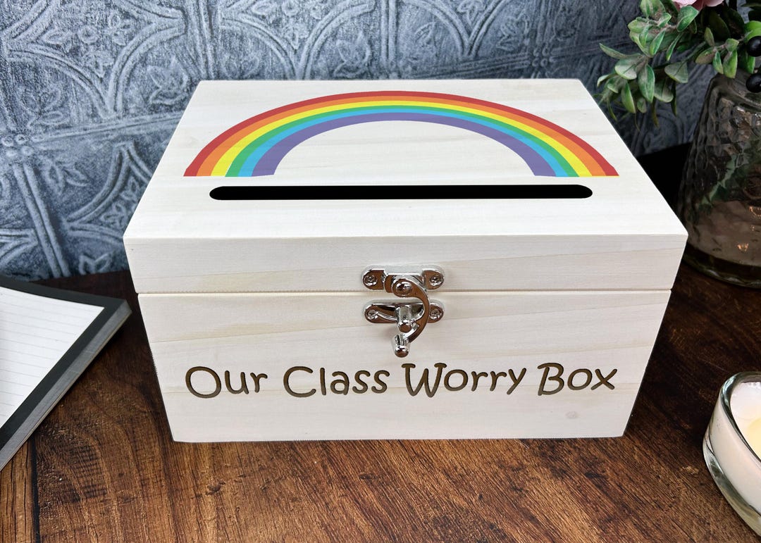 Worry Box Primary School Drop Box Rainbow Personalised Pupils Mental ...