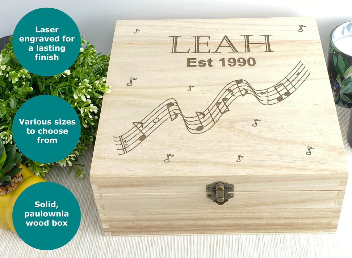 Music Notes Design Music Sheet CD Storage Box Memorabilia - Etsy