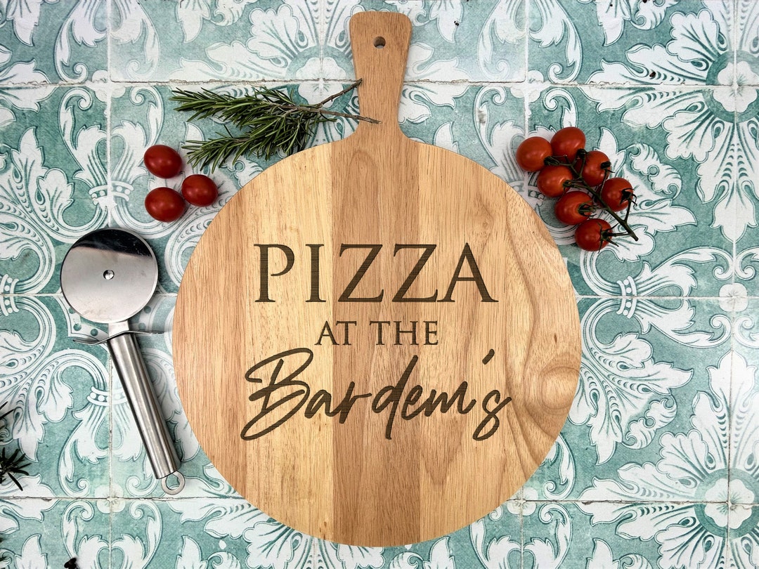 Family Name Pizza Paddle Personalised Gift Serving Board Housewarming ...