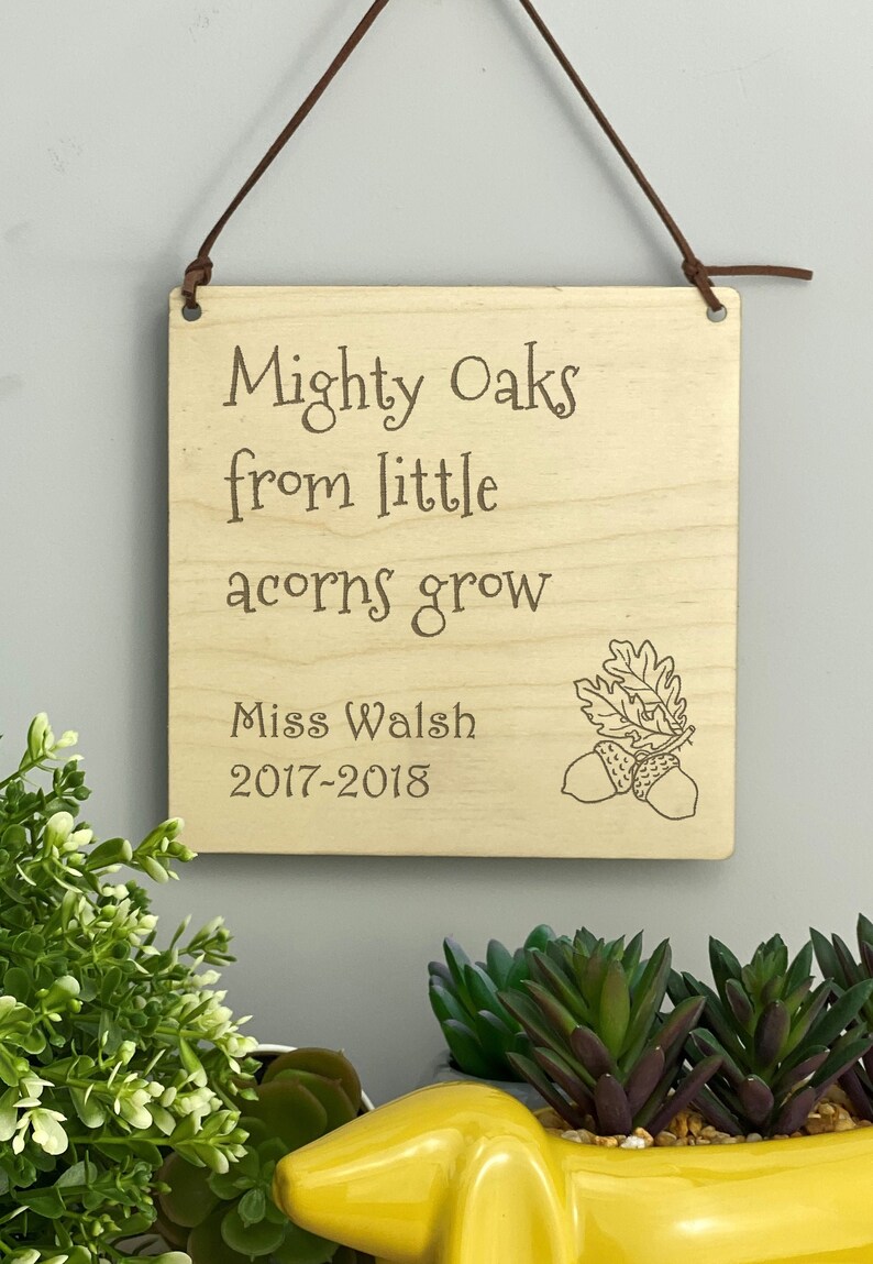 Wooden Engraved Plaque Mighty Oaks From Acorns Christening - Etsy