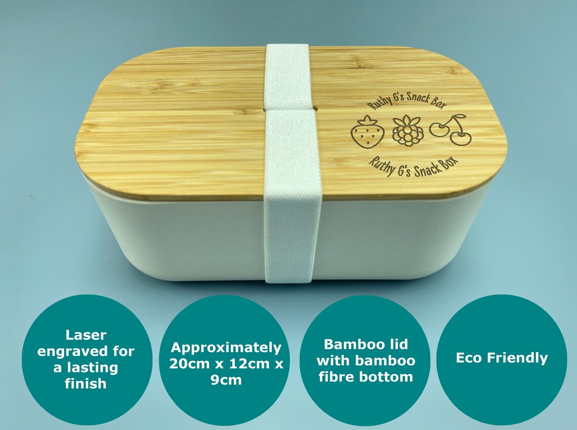 Snack Box Personalised Bamboo Eco Friendly Lunchbox School - Etsy UK