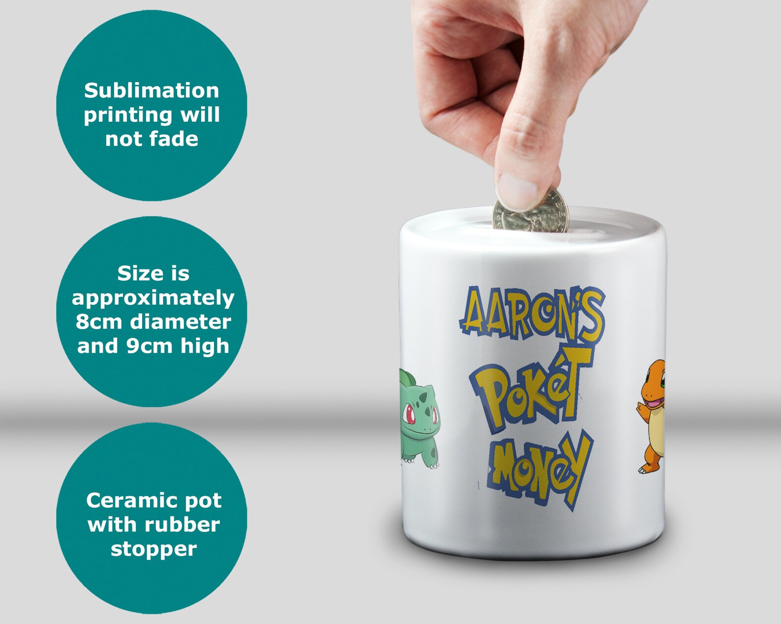 Personalised Pokemon Pocket Money Ceramic Money Box Any - Etsy