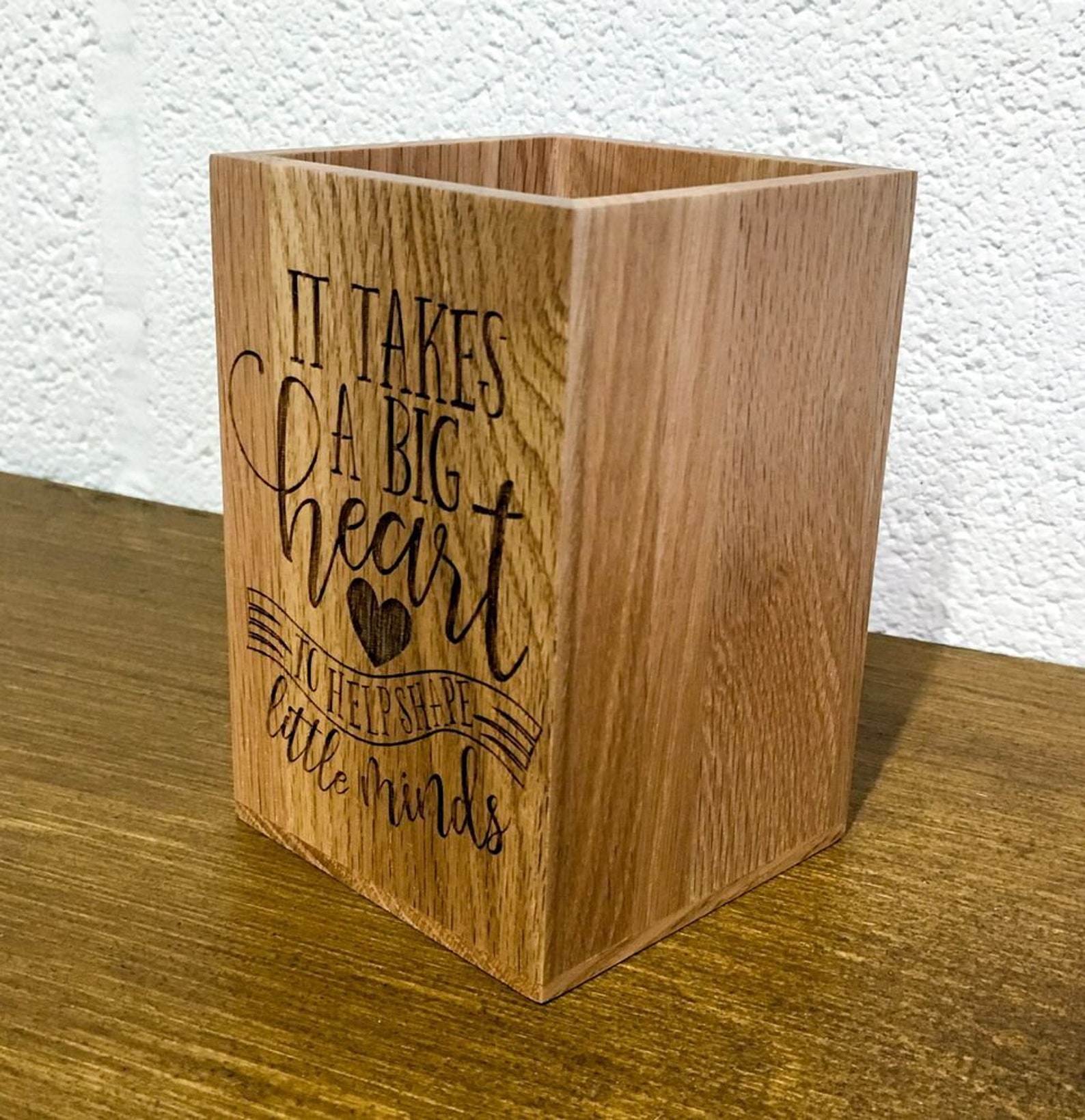 Personalised Engraved Wooden Pencil Pot Teacher Gift It - Etsy