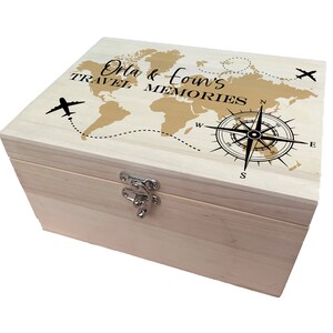 Travel Mementos Box World Map Compass Vintage Personalised Memory Box ...