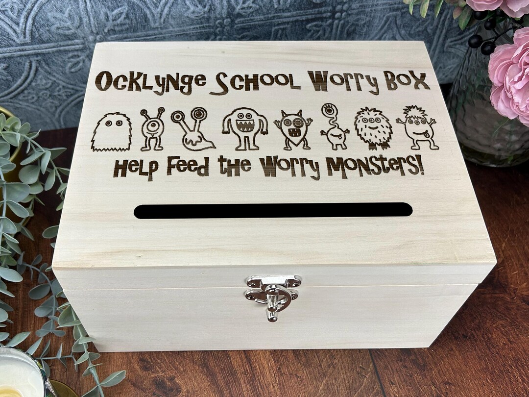 Worry Monster Engraved Box Primary School Dropbox Personalised Pupils ...