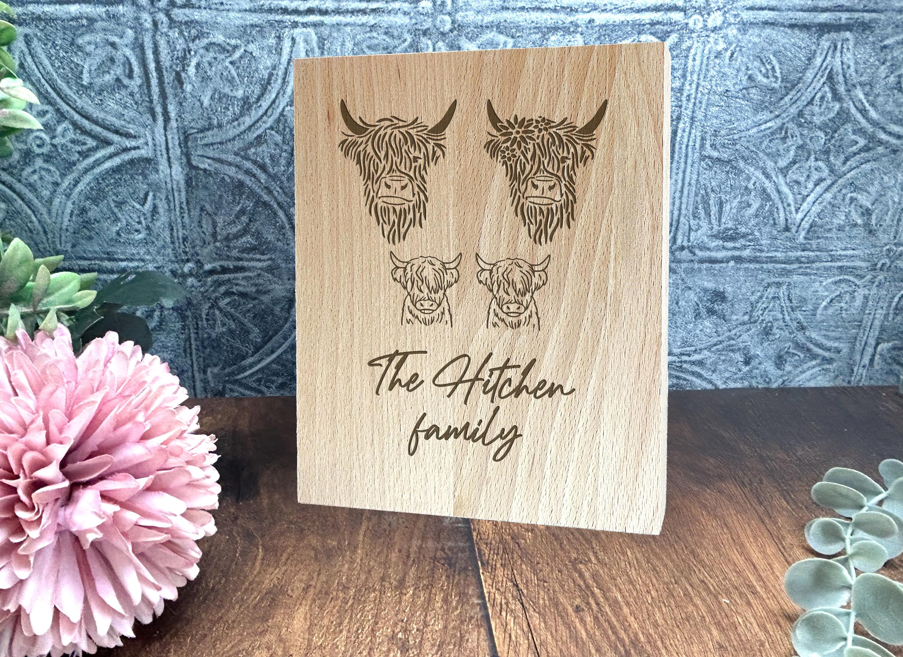 Highland Cow Family Design Personalised Gift Photo Frame New Baby ...