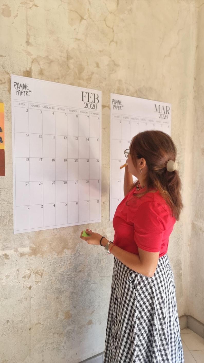 Calendario Mensual 2026 Imprimible | Plantilla Digital Minimalista ...