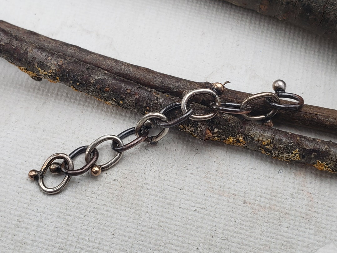 Handmade Mixed Metal Chain Segment - Artistic Mixed Metal Cable Chain ...