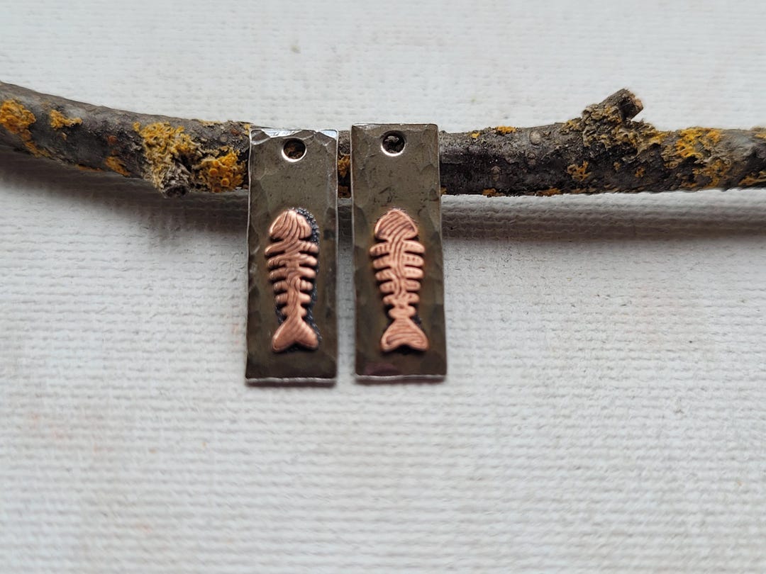 Fishbone Components for Earrings - Mixed Metal Fishbone Earring Charms ...