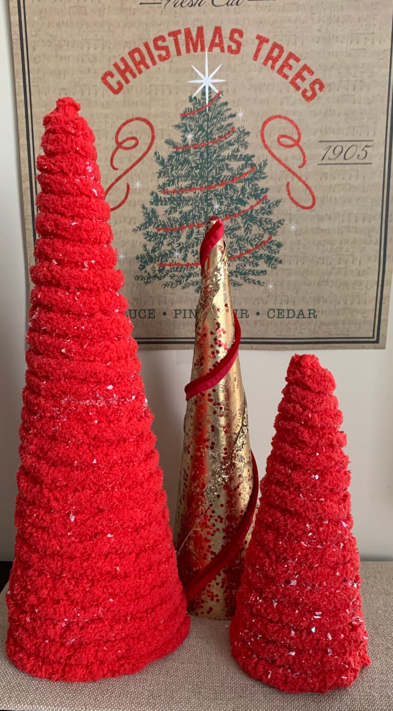 Yarn Tree Mini Christmas Tree Yarn Wrapped Tree Farmhouse Etsy