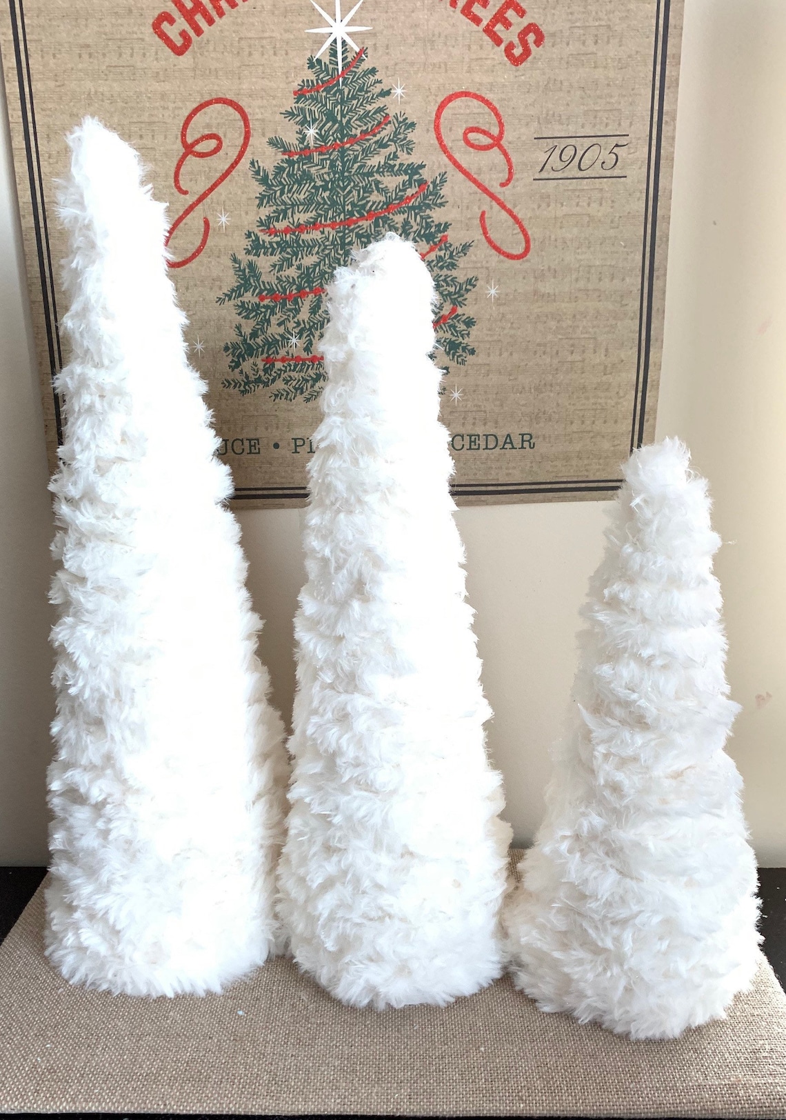 Set 3 Faux Fur Tree Mini Christmas Tree Farmhouse - Etsy