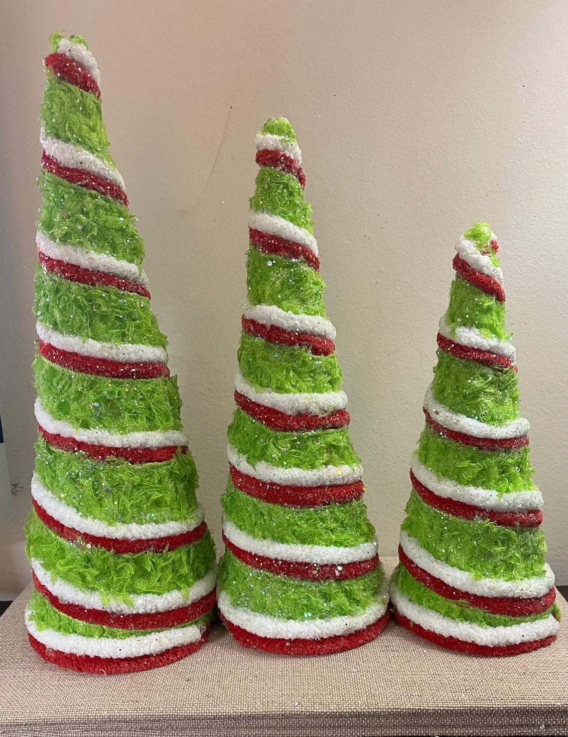 Green Monster Set (3) Mini Trees Farmhouse Christmas Decor, Rustic ...